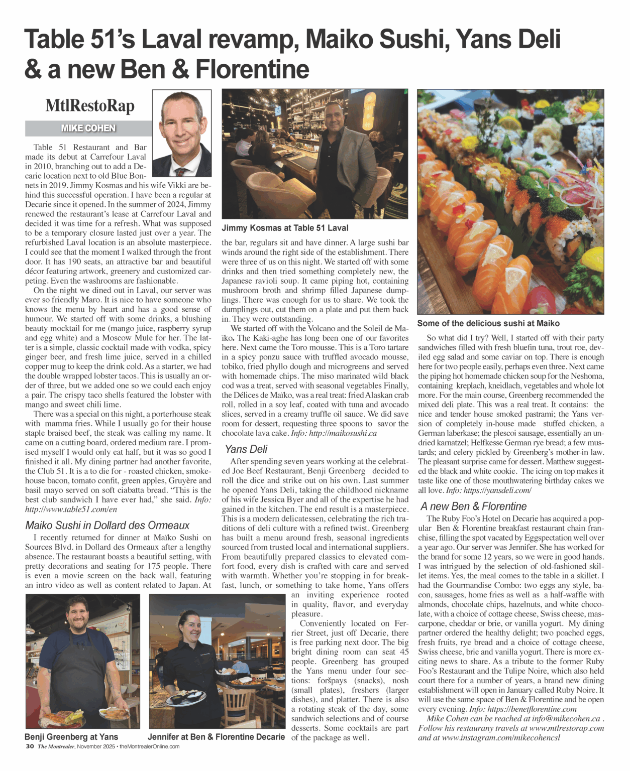 From The Montrealer Newspaper: Table 51’s Laval revamp, Maiko Sushi ...